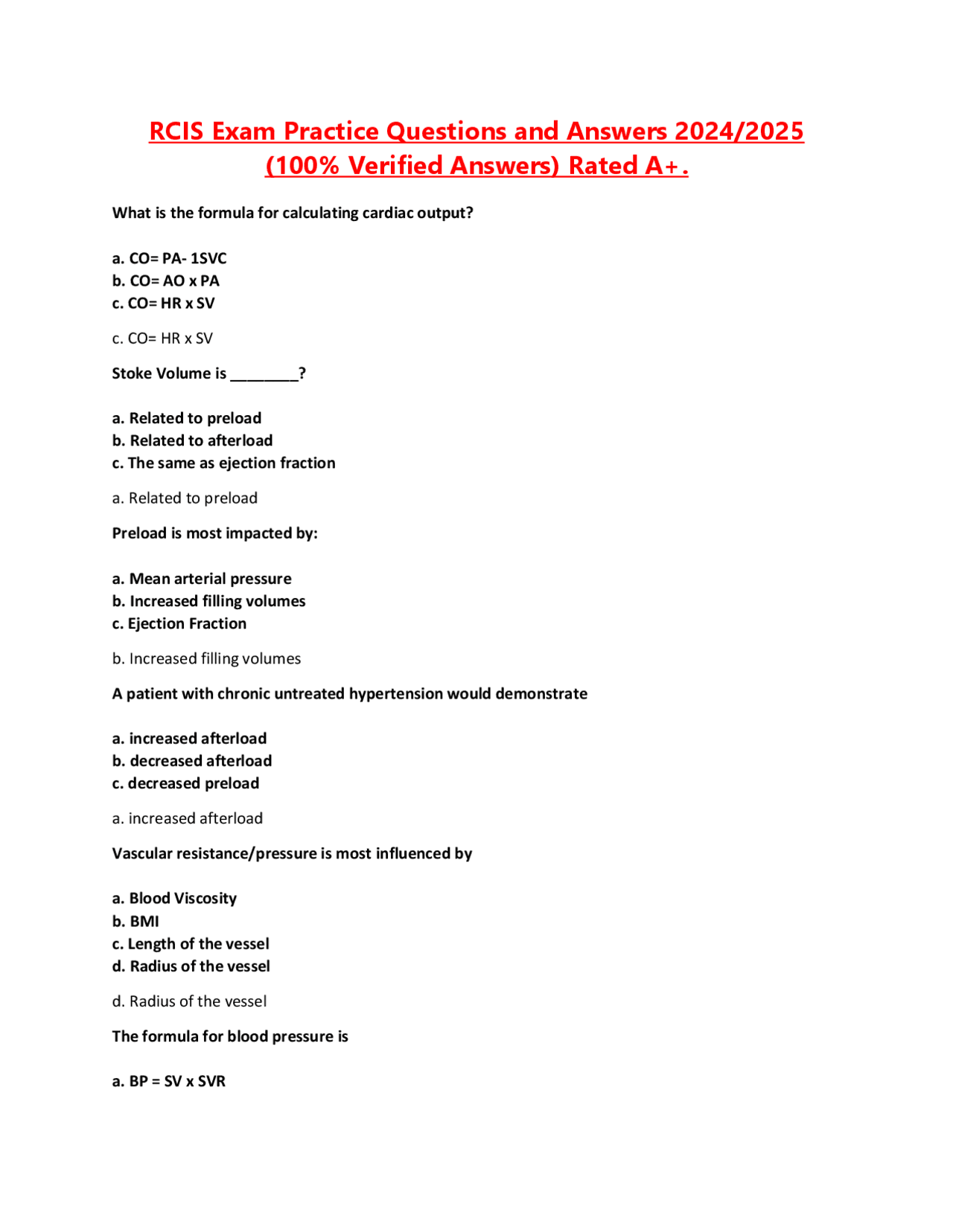 RCIS Exam Practice Questions and Answers 2024/2025 (100% Verified ...