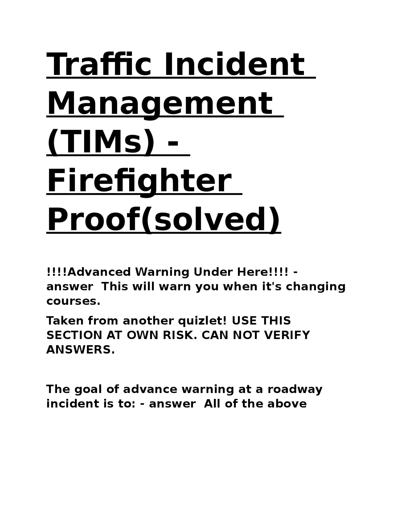 Traffic Incident Management (TIMs) - Firefighter Proof(solved).docx ...