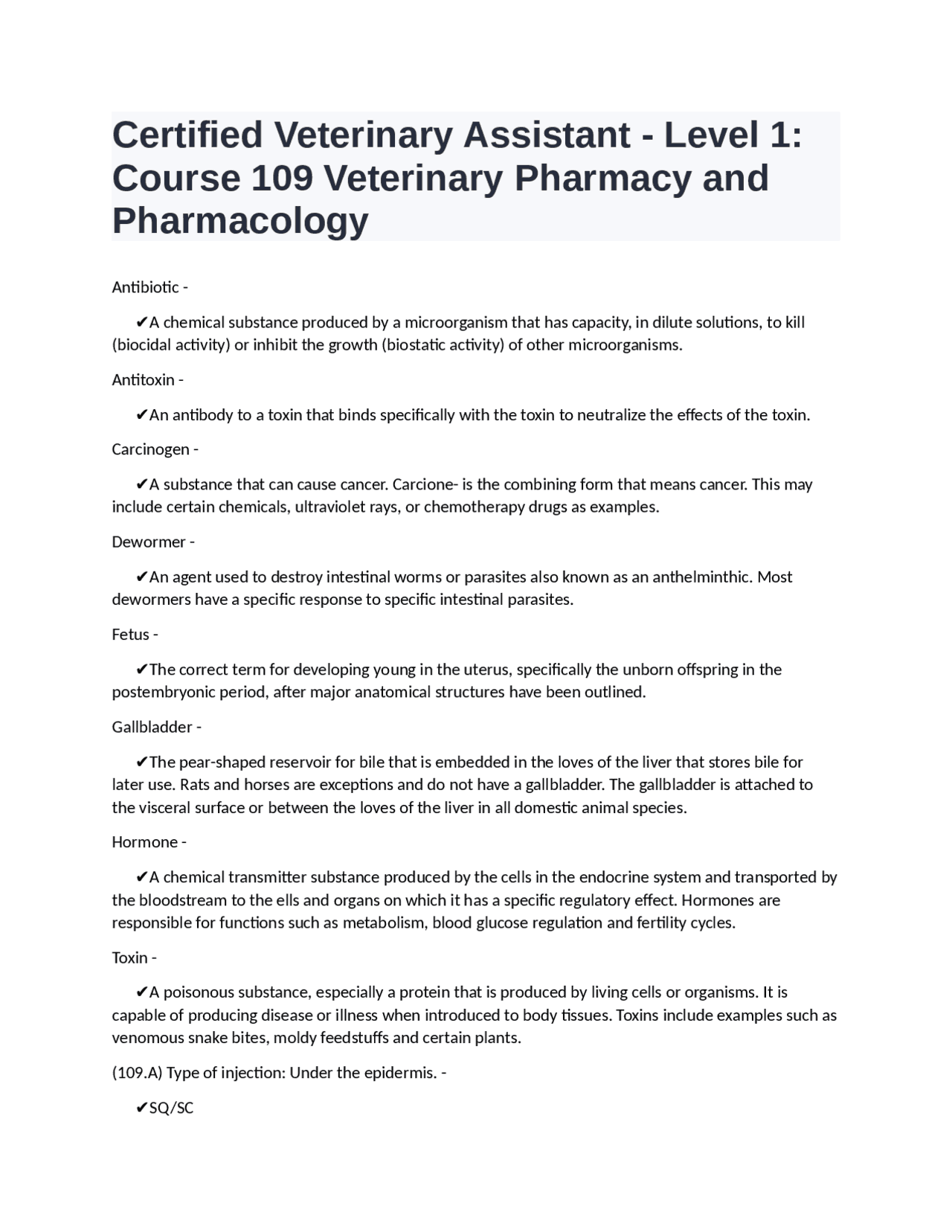 Certified Veterinary Assistant - Level 1: Course 109 Veterinary ...