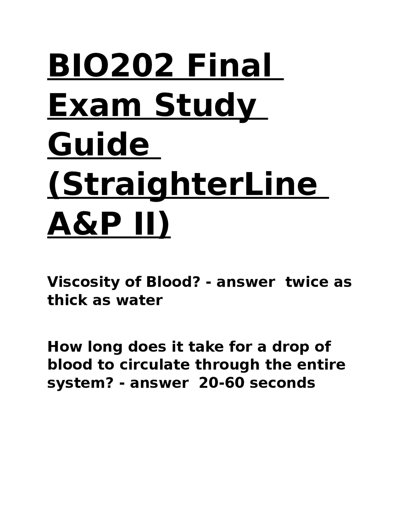 BIO202 Final Exam Study Guide (StraighterLine A&P II). | Exams Biology ...