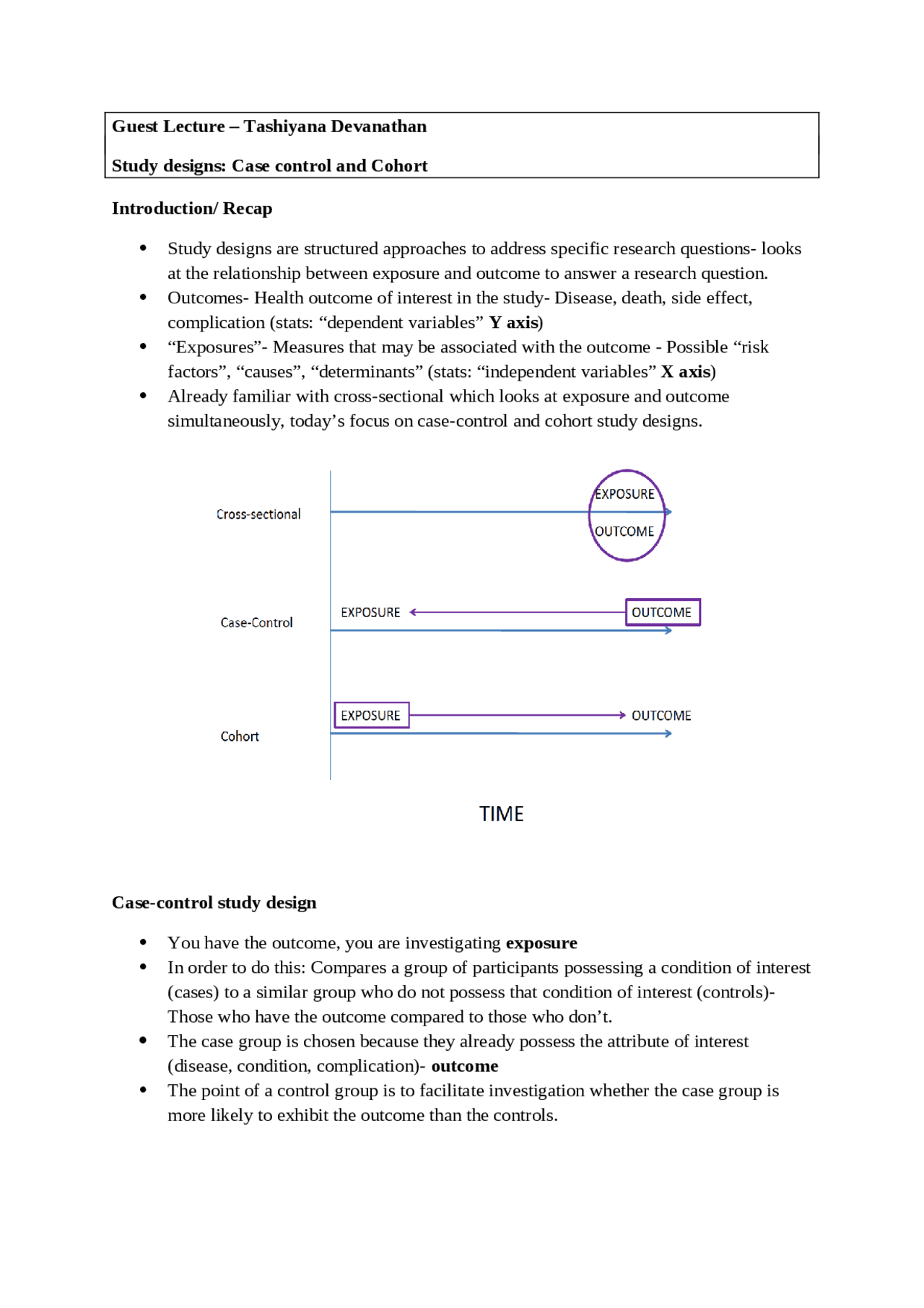 Study Designs in research | Study notes Research Methodology | Docsity