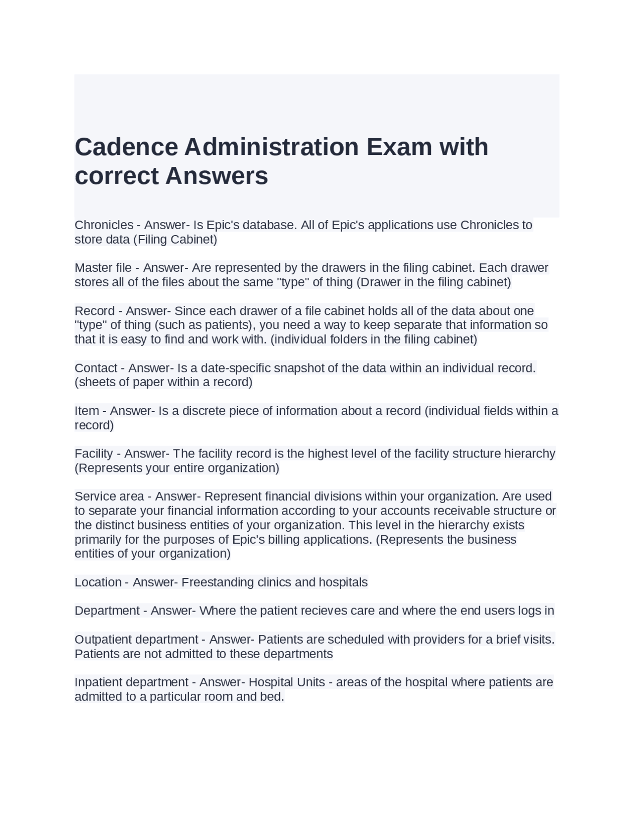 Cadence Administration Exam Guide: Epic Database & Scheduling | Exams ...