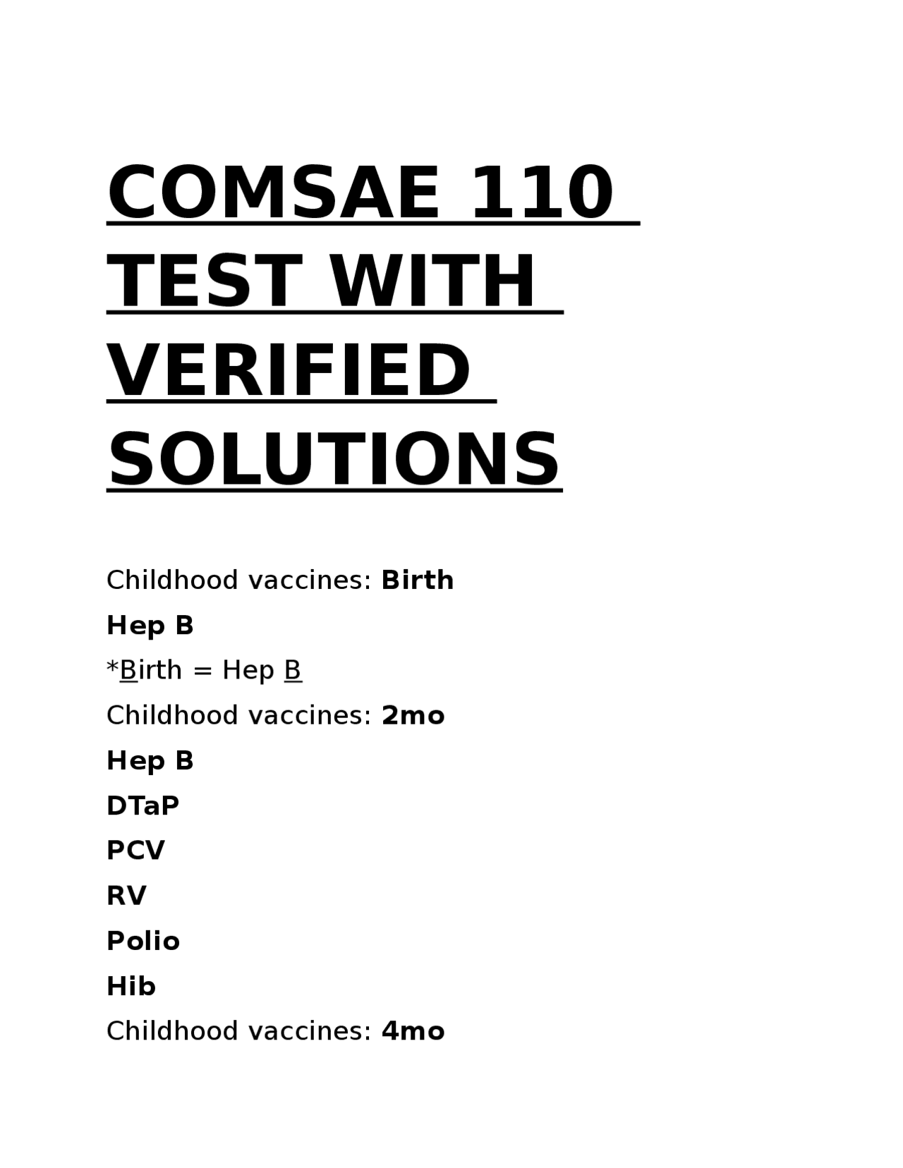 COMSAE 110 TEST WITH VERIFIED SOLUTIONS. | Exams Oral Biology | Docsity