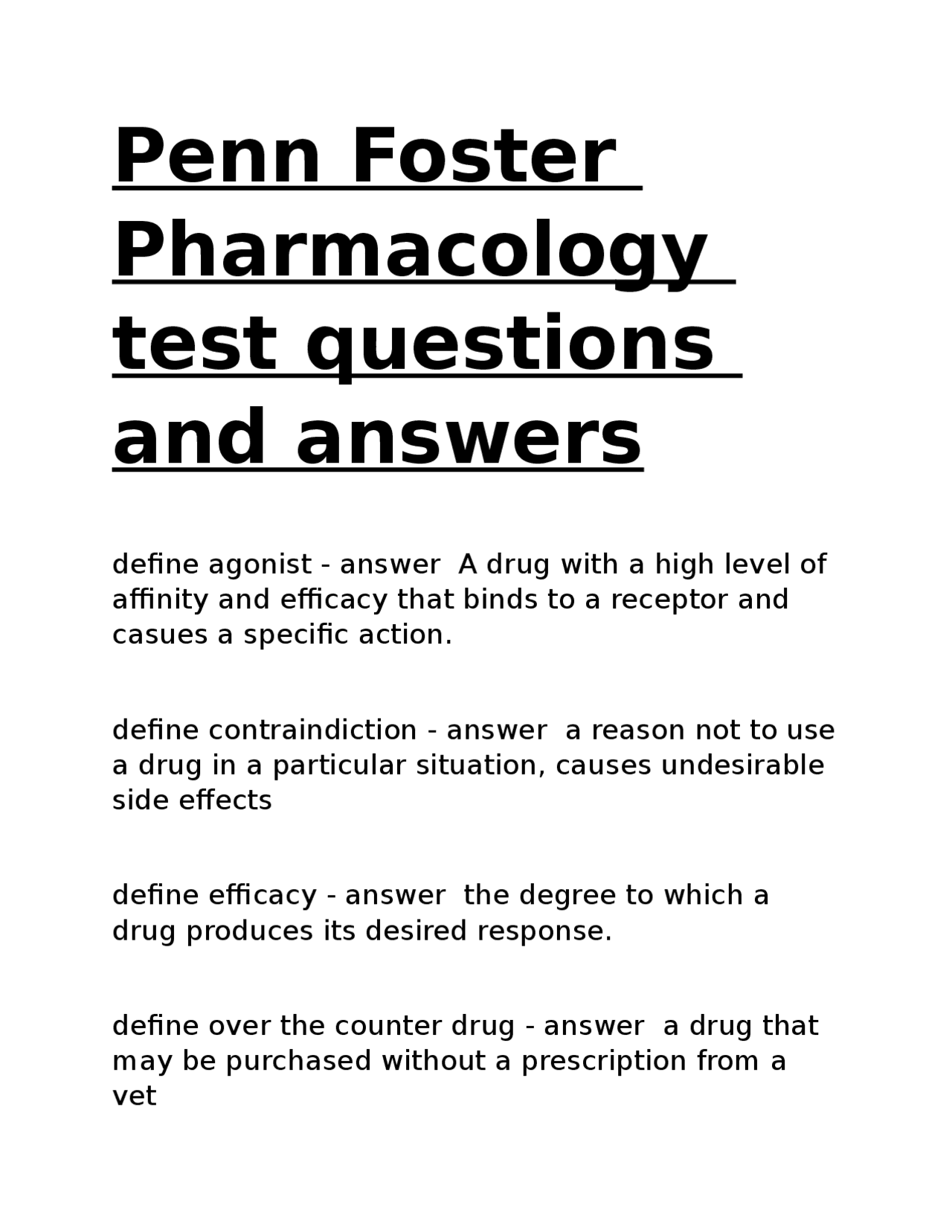 Penn Foster Pharmacology test questions and answers. | Exams Biology ...