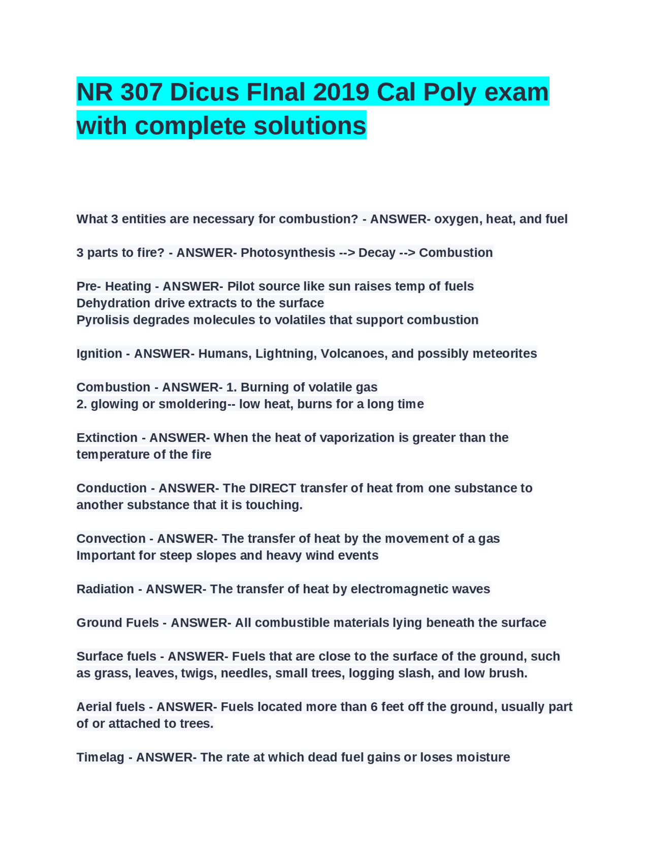 NR 307 Dicus FInal 2019 Cal Poly exam with complete solutions.docx ...