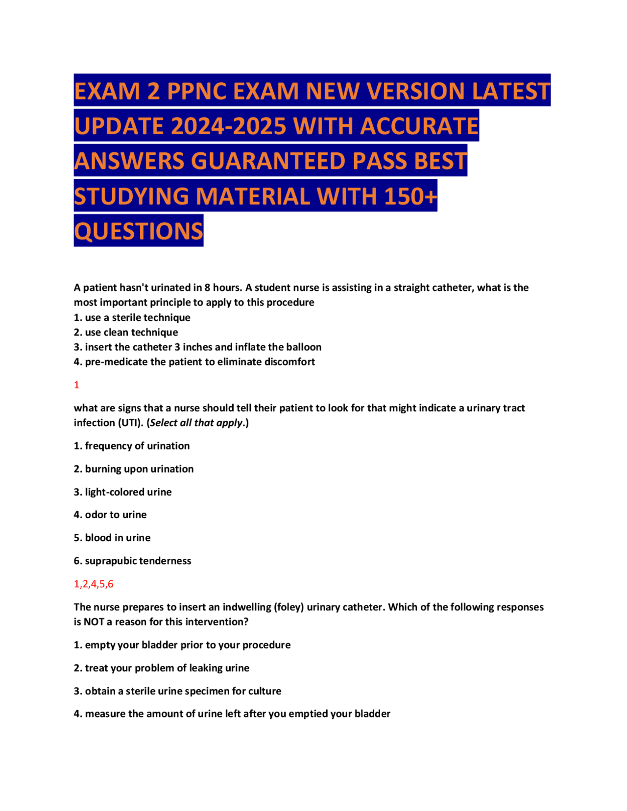 EXAM 2 PPNC EXAM NEW VERSION LATEST UPDATE 2024-2025 WITH ACCURATE ...