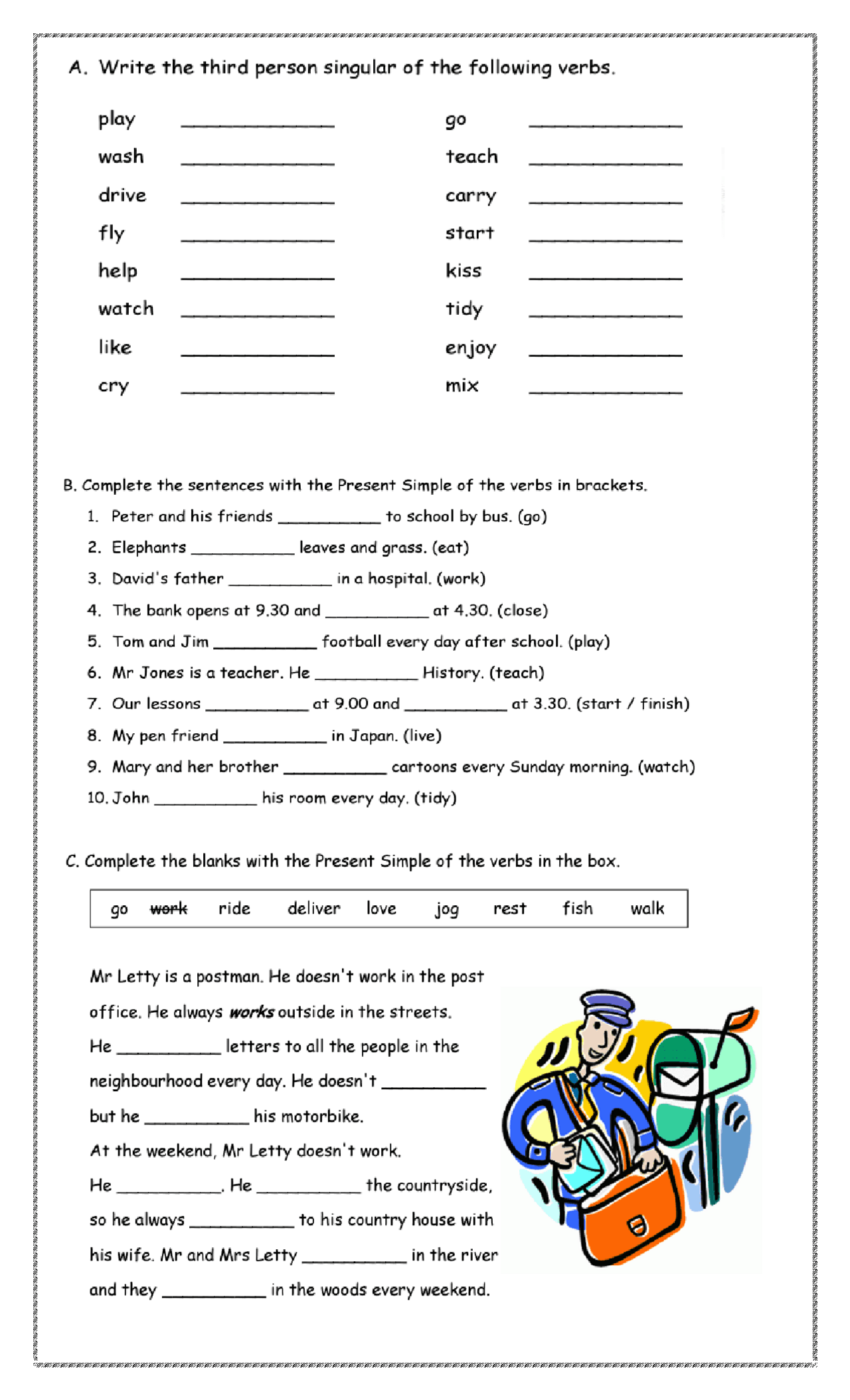 simple present ejercicios | Assignments Latin | Docsity