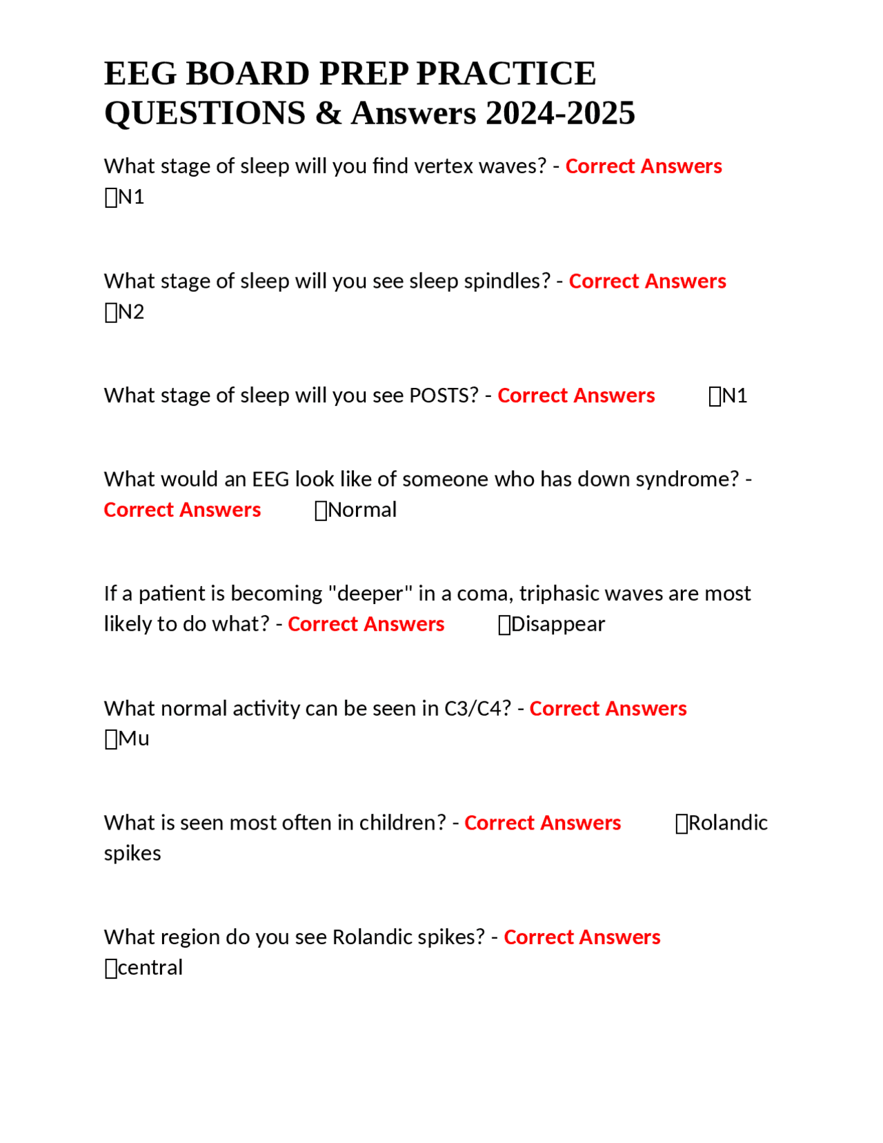 EEG BOARD PREP PRACTICE QUESTIONS & Answers 2024-2025 | Exams Nursing ...