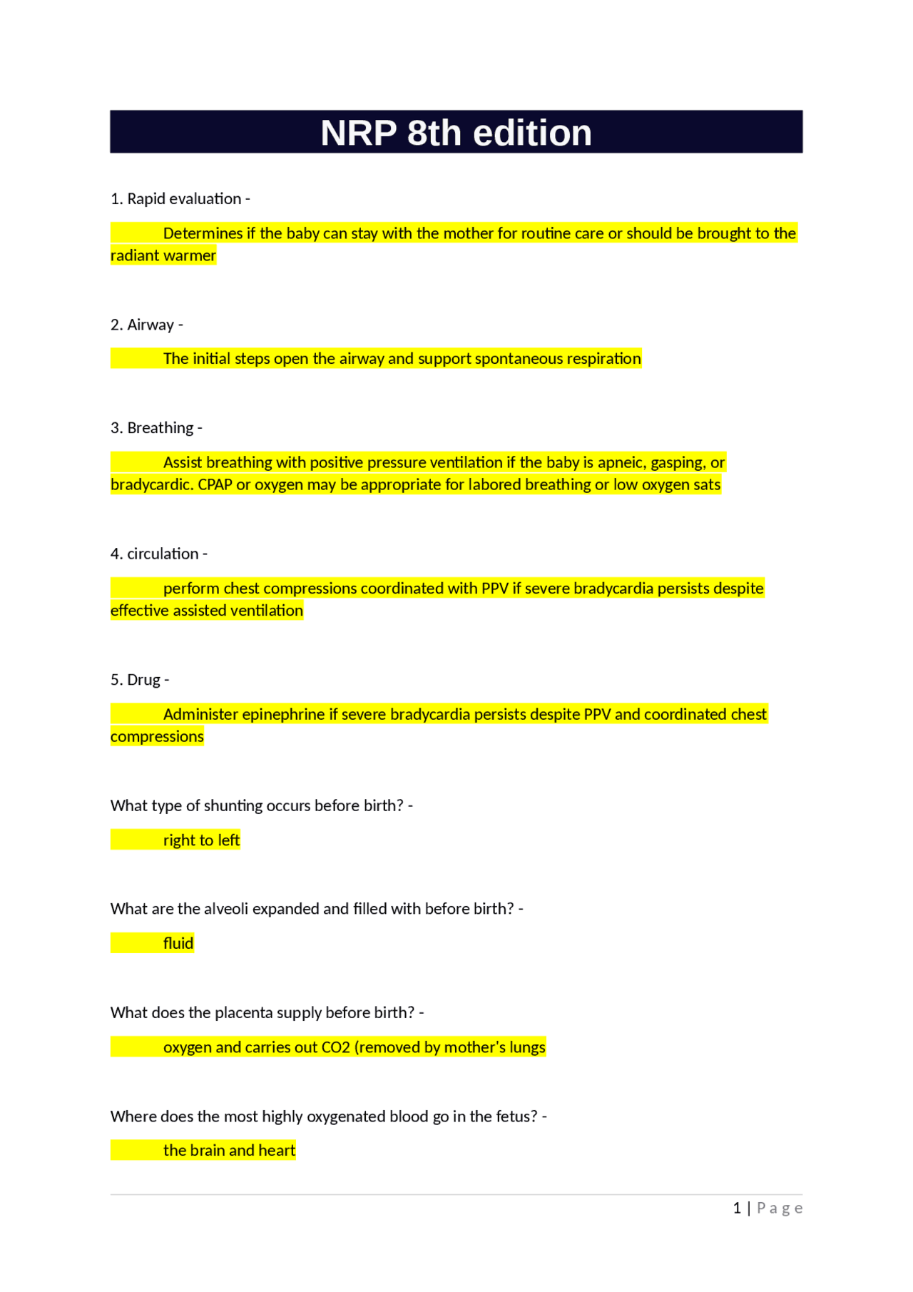 NRP 8th Edition NRP 8th Edition | Exams Nursing | Docsity