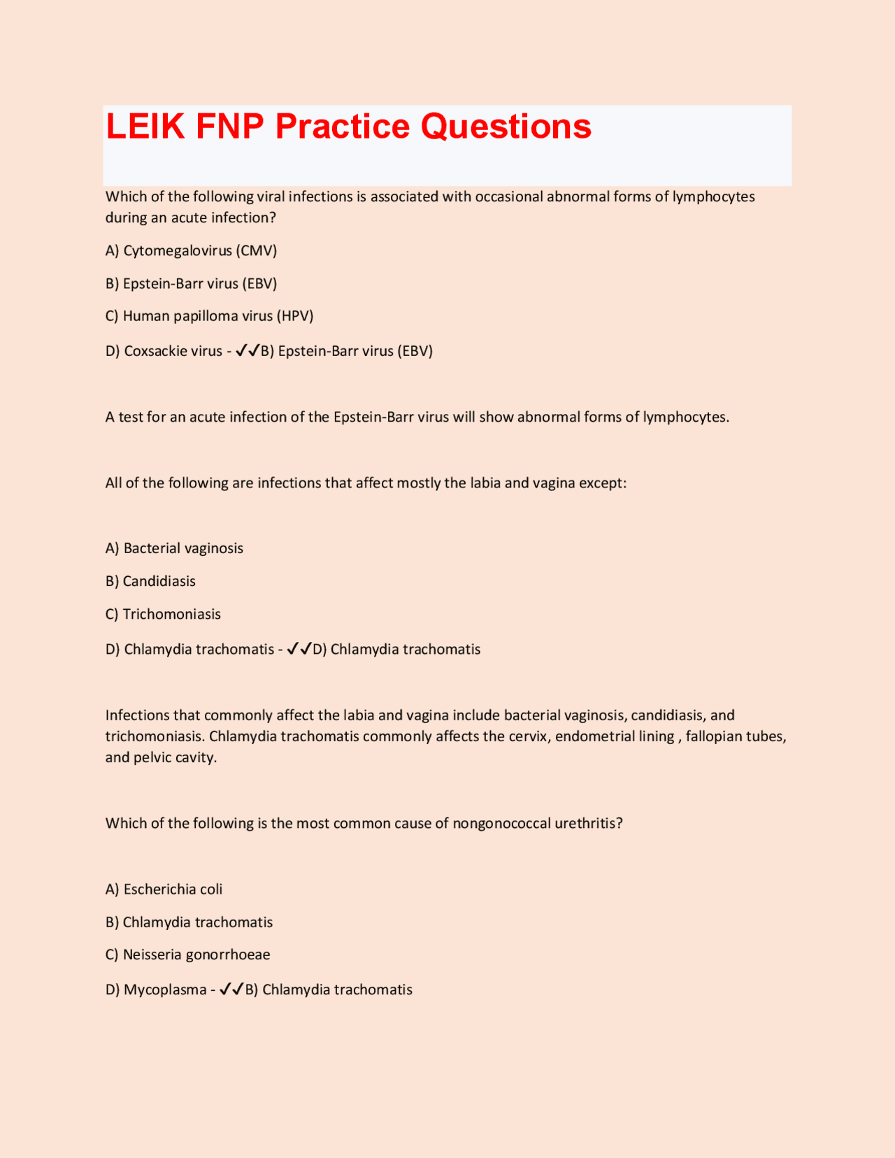 LEIK FNP Practice questions with answers,verified and graded A+ | Exams ...