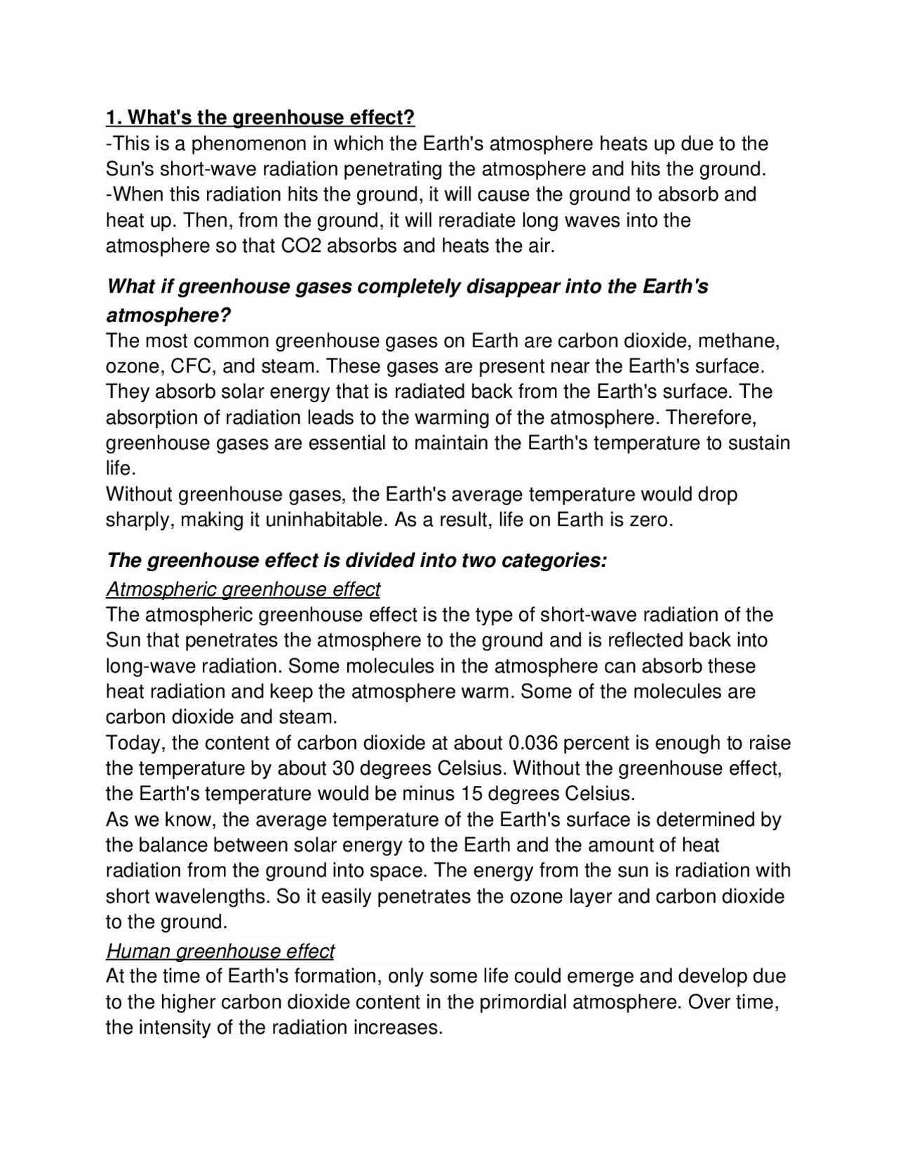 green house effect school note | Study notes Environmental science ...