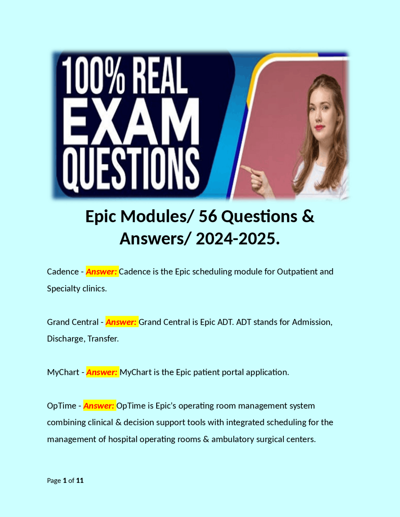 Epic Modules: Definitions and Explanations | Exams Nursing | Docsity