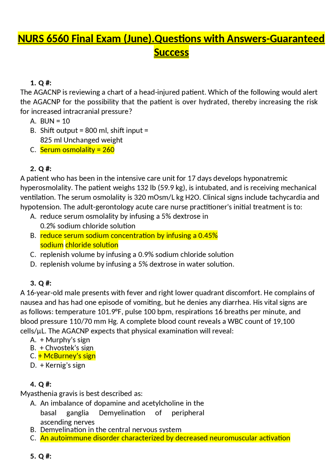 Identifying and Managing Acute Medical Conditions | Exams Nursing | Docsity