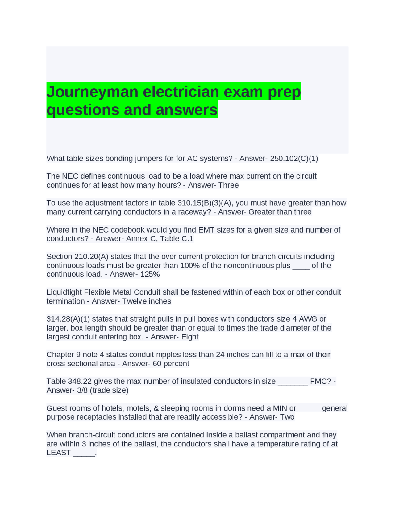 National Electrical Code (NEC) Fundamentals | Exams Nursing | Docsity