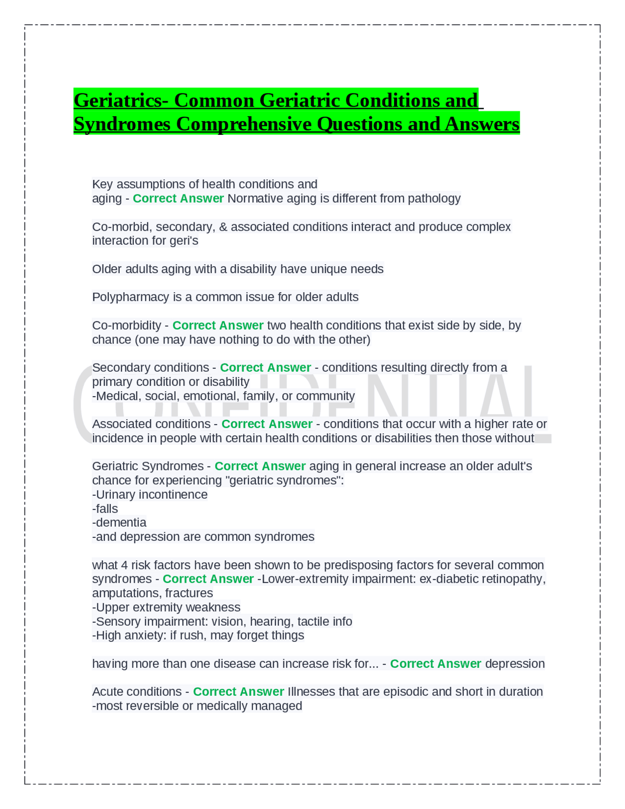 Geriatrics- Common Geriatric Conditions and Syndromes Comprehensive ...