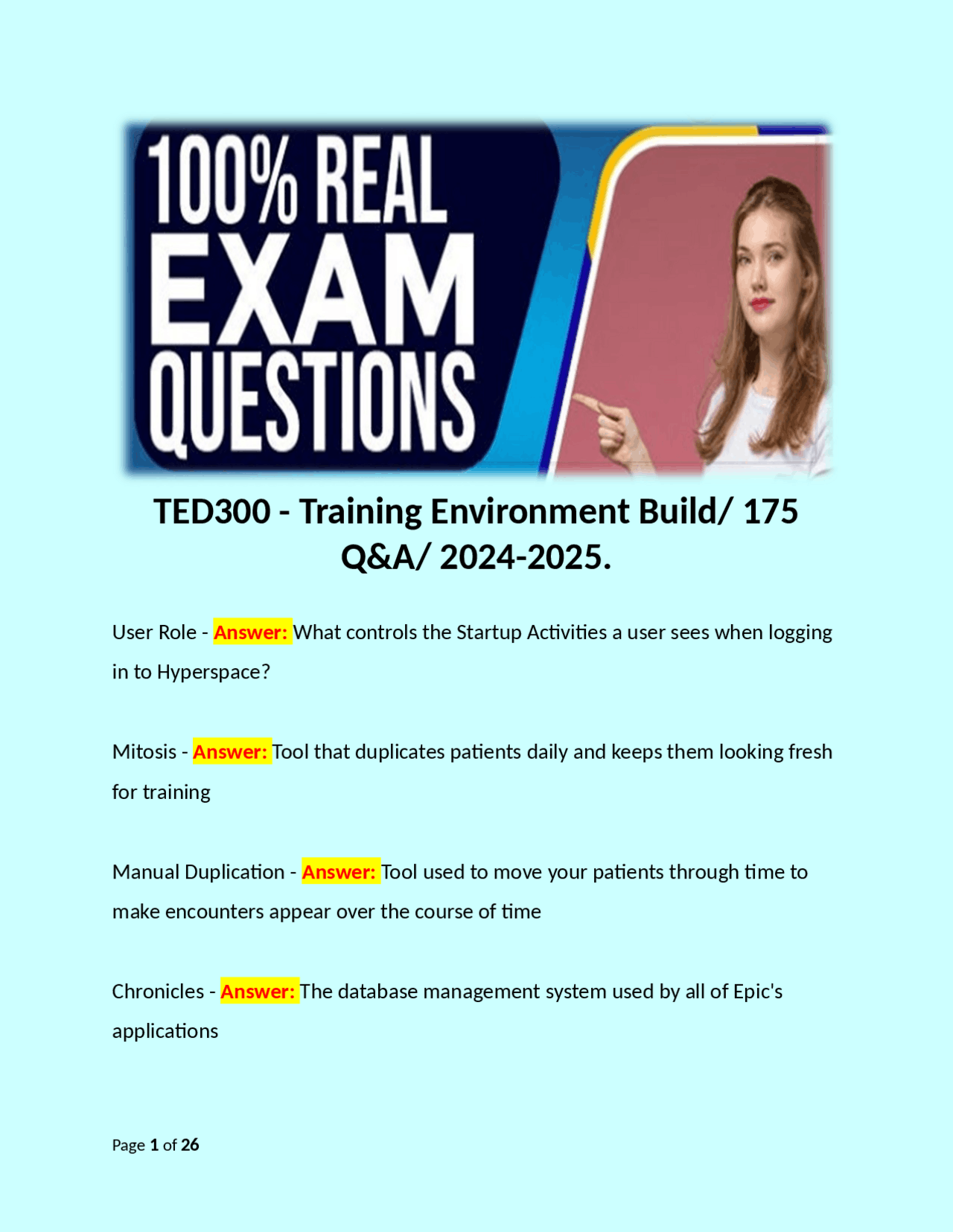 TED300 - Training Environment Build/ 175 Q&A/ 2024-2025. | Exams ...