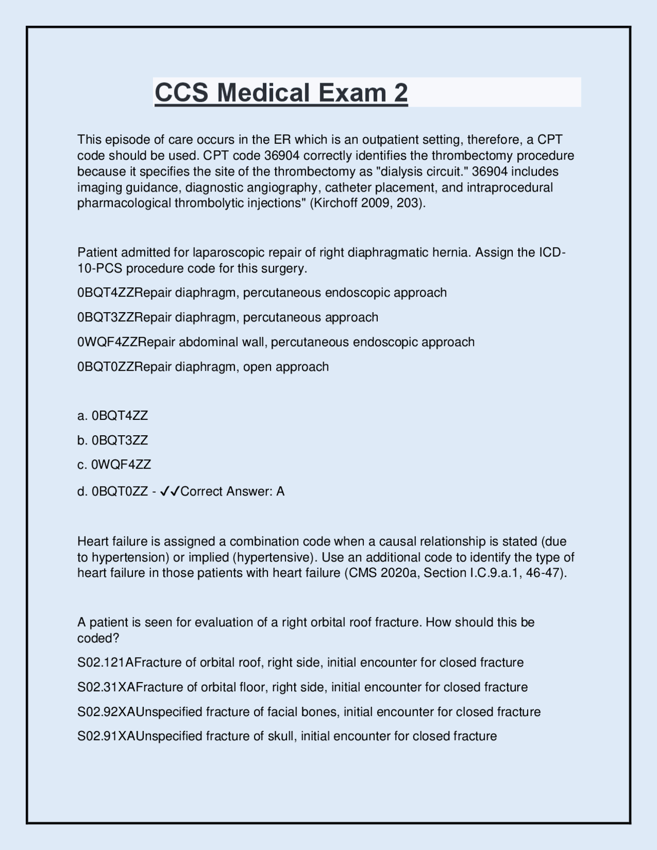 CCS Medical Exam 2 Latest Edition with Questions and 100% Correct ...