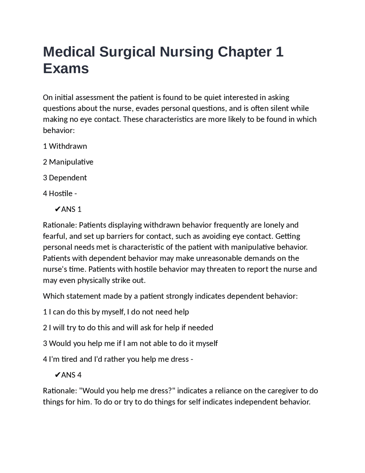 Identifying Dependent Behavior and Appropriate Nursing Interventions ...
