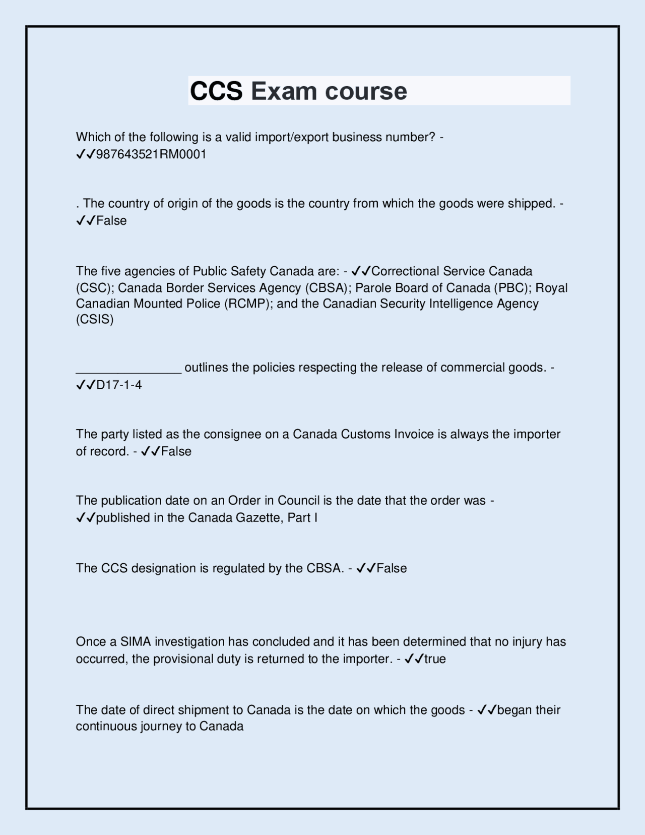 CCS Exam course with Questions and A+ graded Answers Latest edition ...