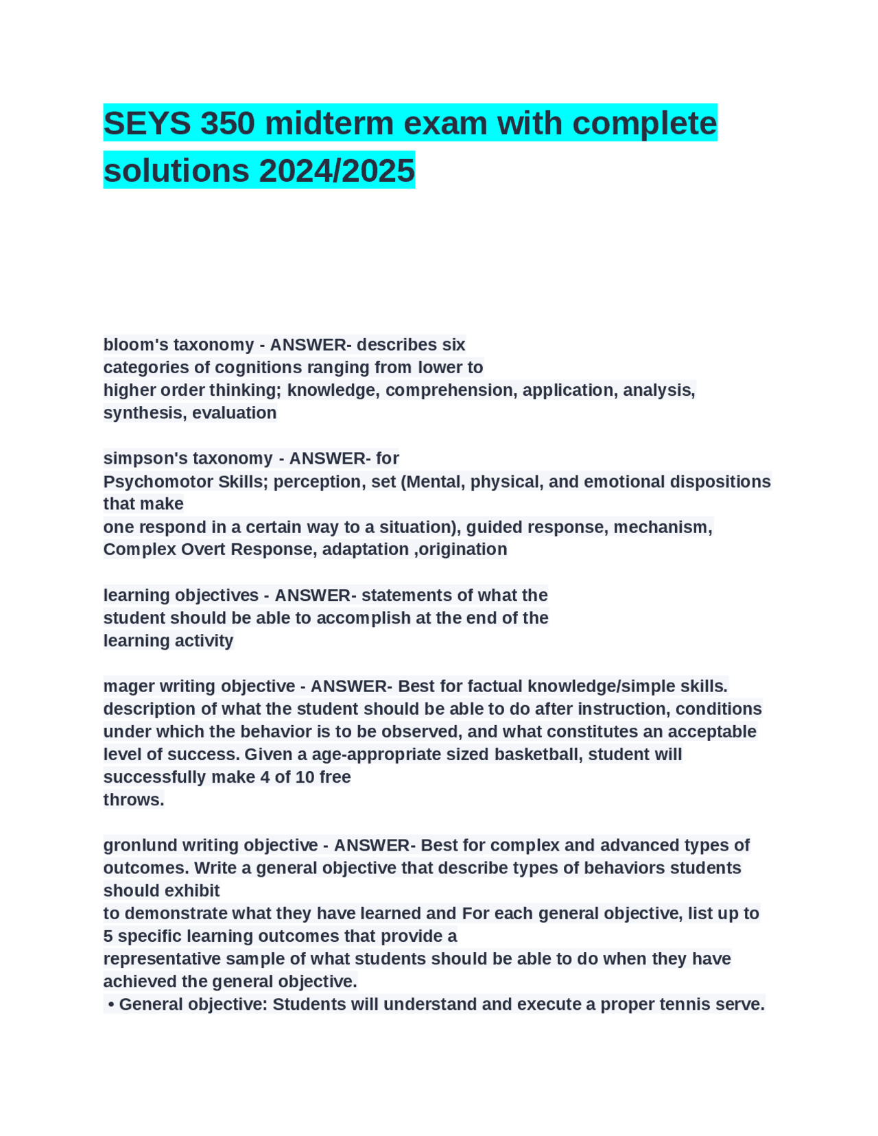 SEYS 350 midterm exam with complete solutions 2024_2025.docx | Exams ...