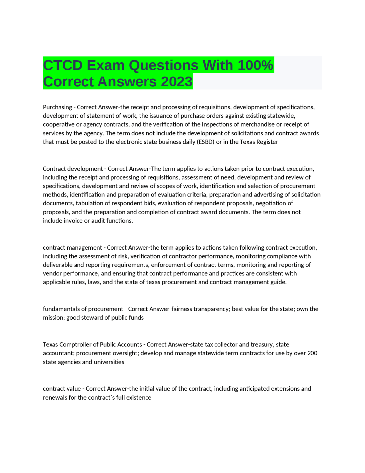 Fundamentals of Texas State Procurement | Exams Advanced Education ...
