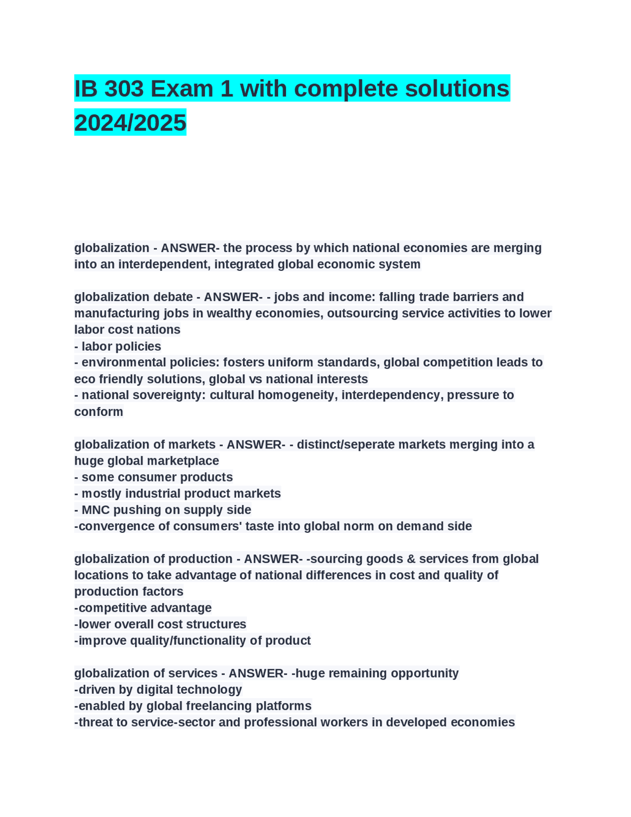 IB 303 Exam 1 with complete solutions 2024_2025 | Exams Biology | Docsity