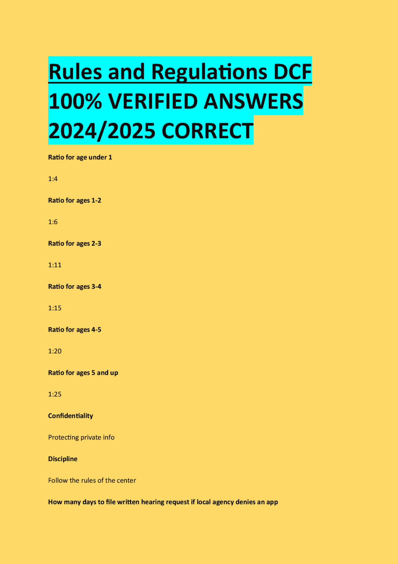 Rules and Regulations DCF 100% VERIFIED ANSWERS 2024/2025 CORRECT ...