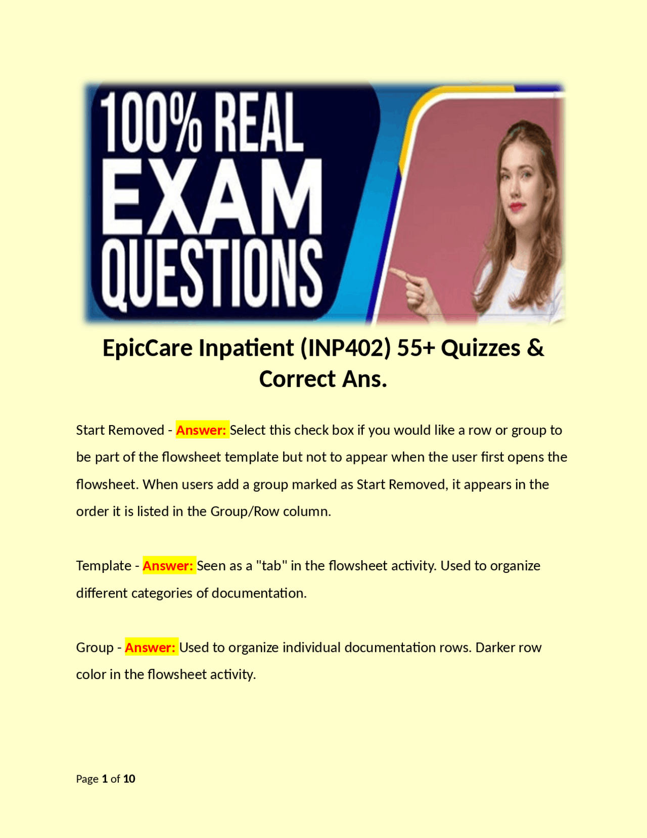 EpicCare Inpatient (INP402) 55+ Quizzes & Correct Ans. | Exams Nursing ...