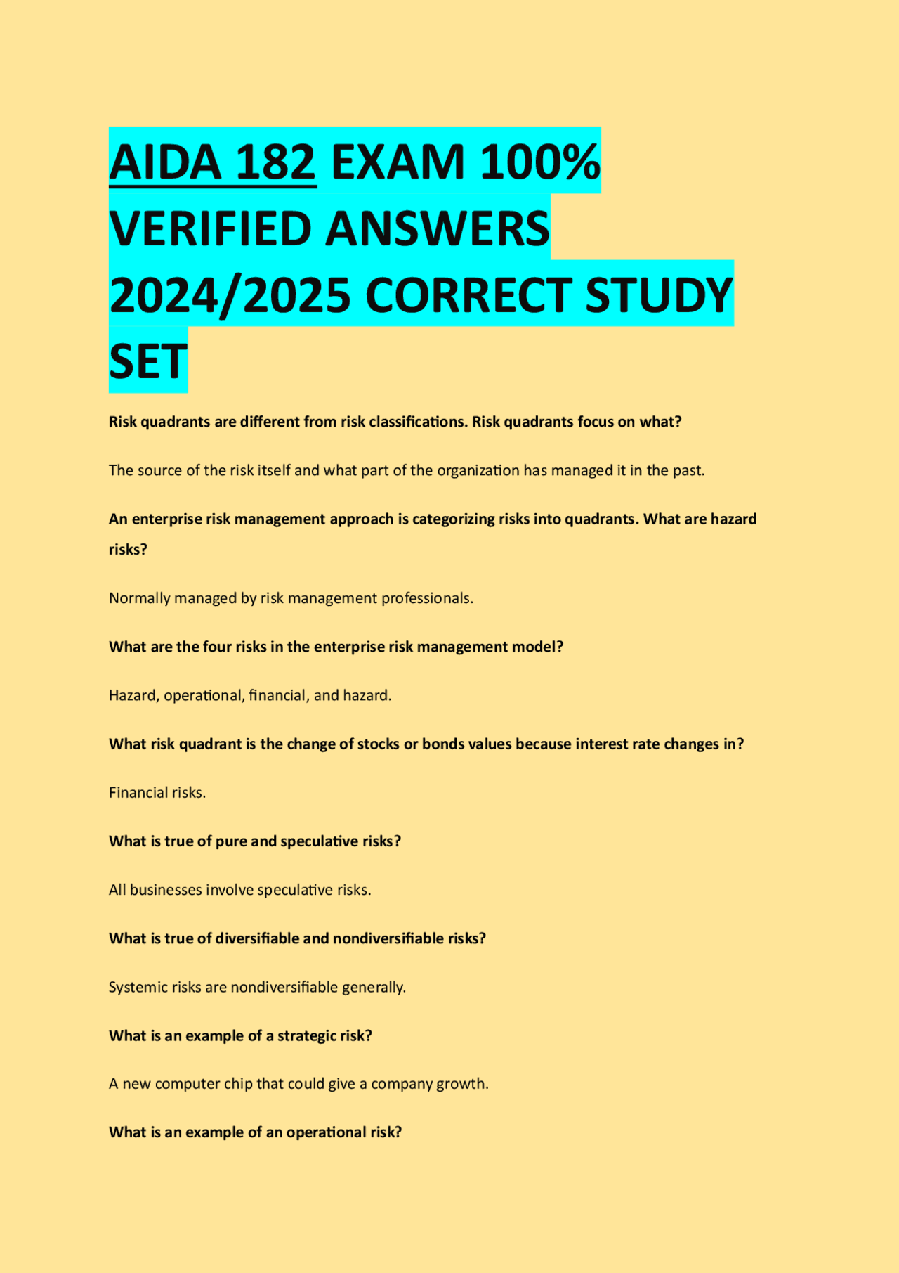 AIDA 182 EXAM 100% VERIFIED ANSWERS 2024/2025 CORRECT STUDY SET | Exams Business Administration ...