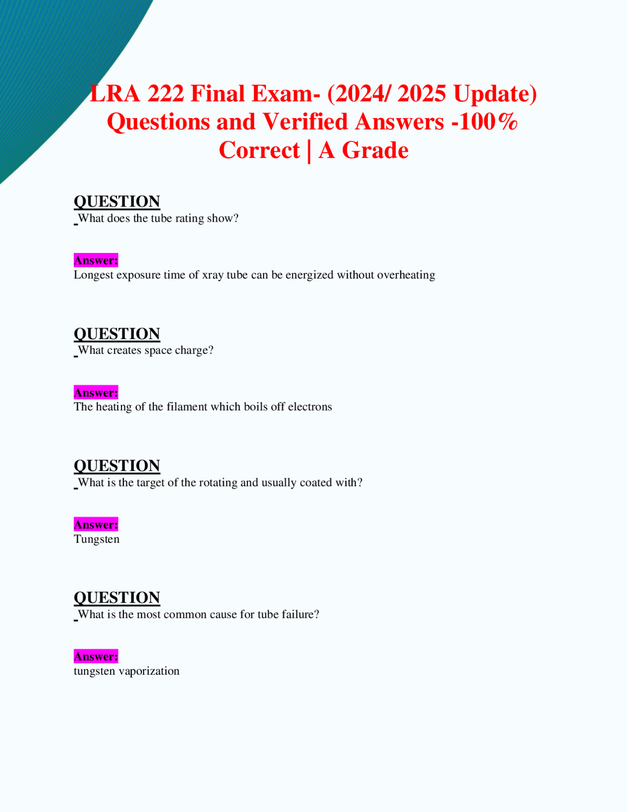LRA 222 Final Exam- (2024/ 2025 Update) Questions and Verified Answers ...