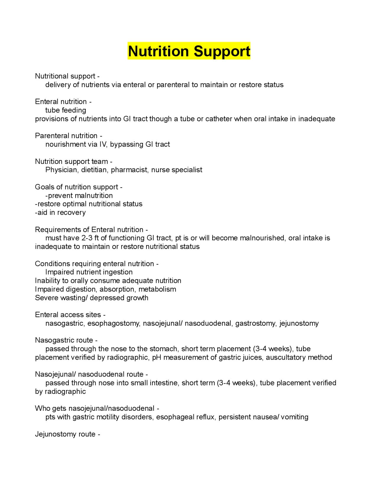 Nutrition Support: Enteral and Parenteral Nutrition | Exams Nursing ...