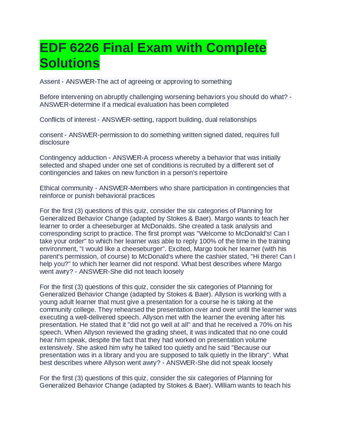 EDF 6226 Final Exam with Complete Solutions | Exams Advanced Education ...