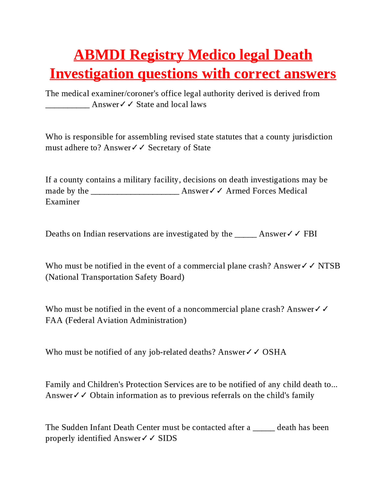 ABMDI Registry Medico-legal Death Investigation Questions and Answers ...