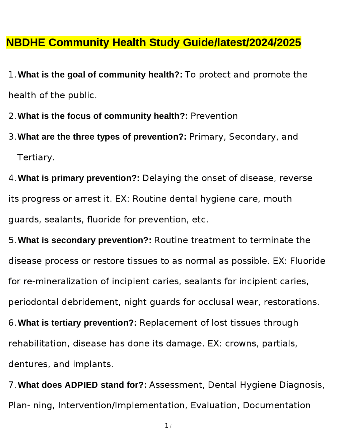 NBDHE Community Health Study Guide/latest/2024/2025 | Study Guides ...