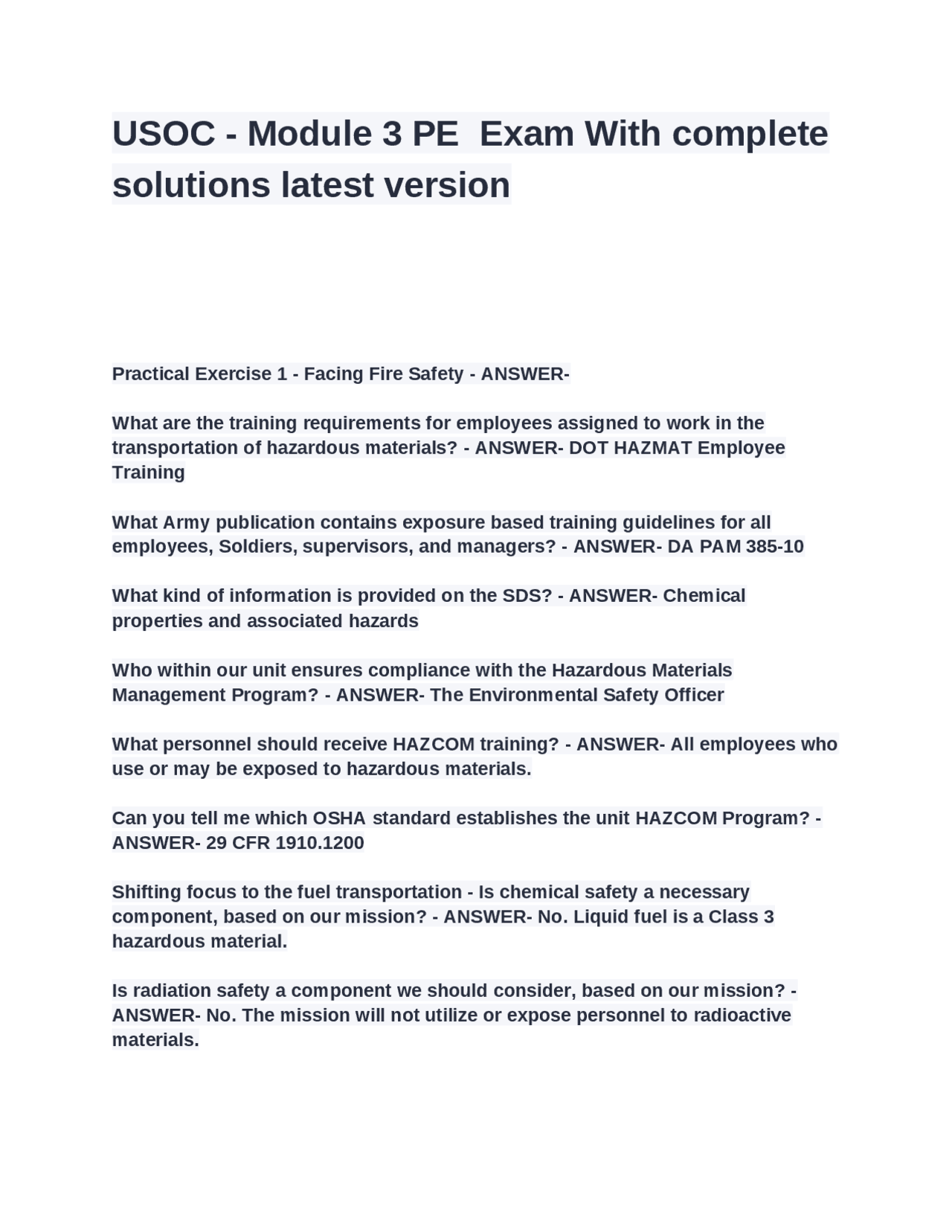USOC - Module 3 PE Exam With complete solutions latest version.docx ...