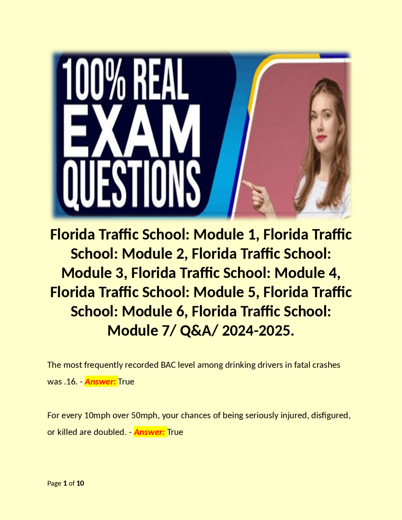 Florida Traffic School: Module 1, Florida Traffic School: Module 2 ...