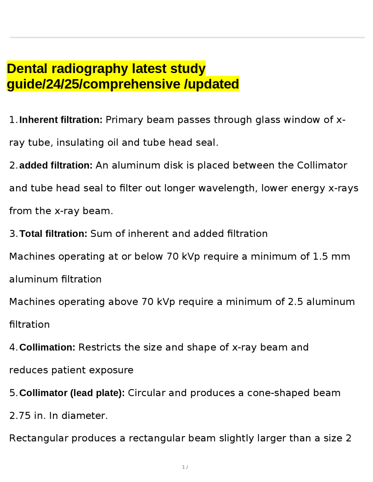 Fundamentals of Dental Radiography | Study notes Nursing | Docsity