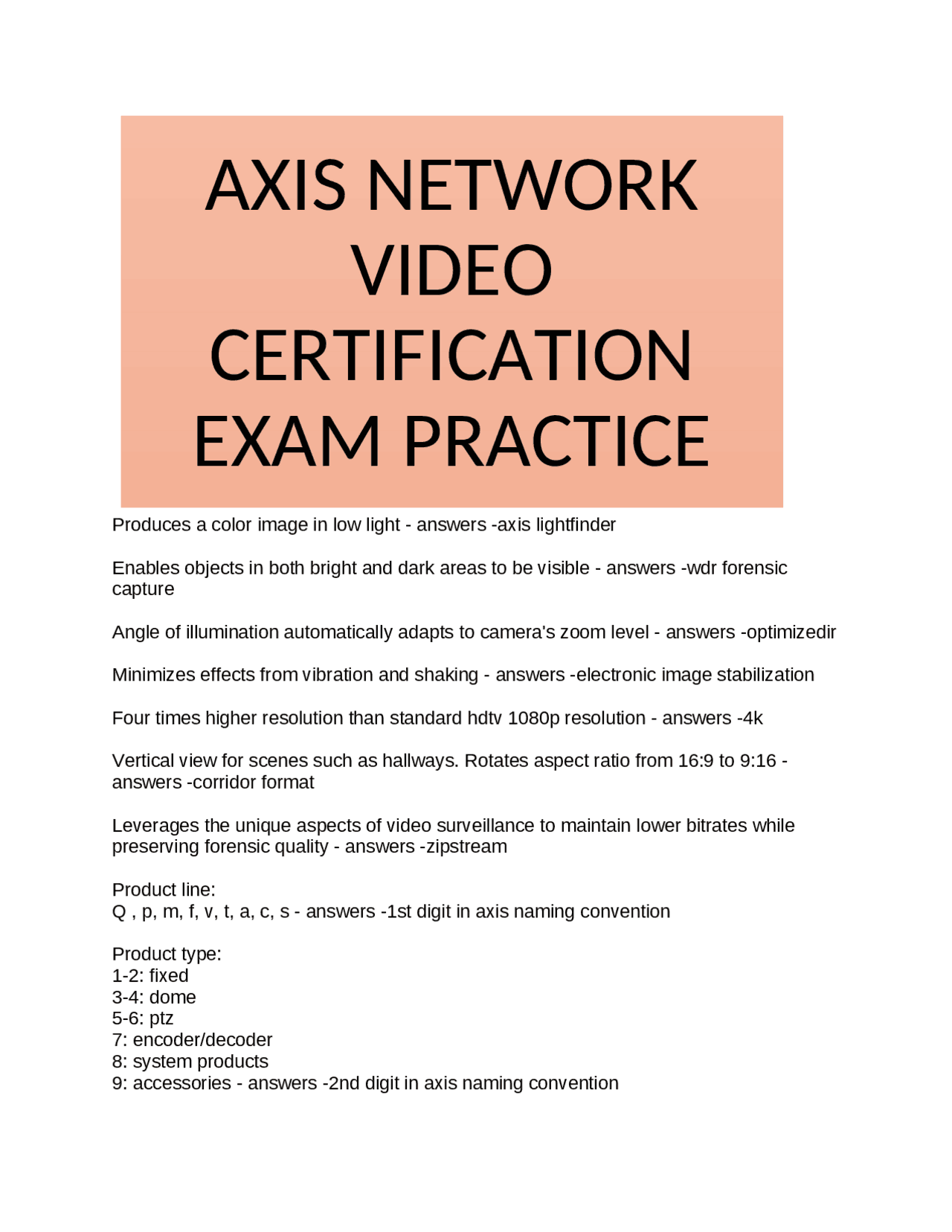 Axis Network Video Certification Exam Practice | Exams Science ...