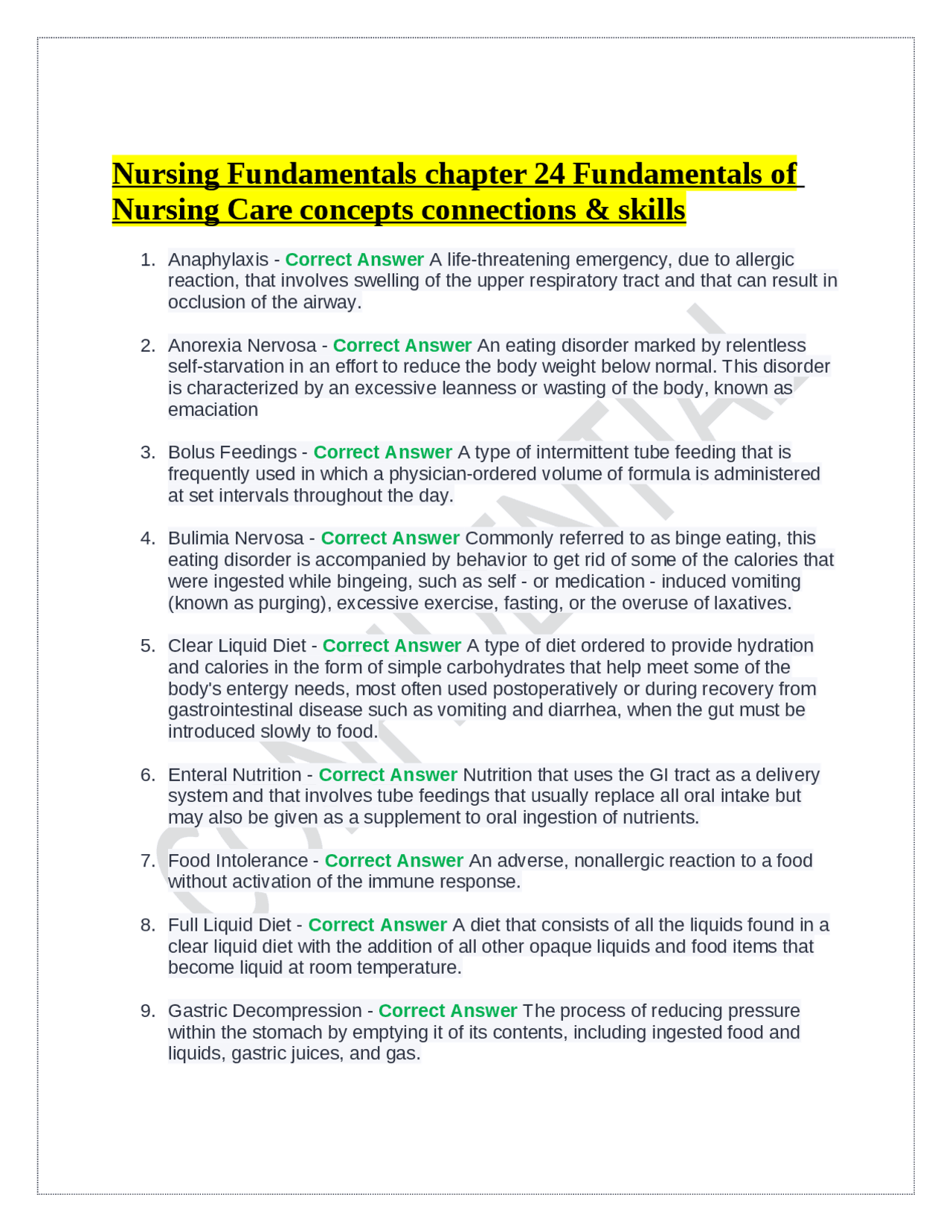 Nursing Fundamentals chapter 24 Fundamentals of Nursing Care concepts connections & skills ...