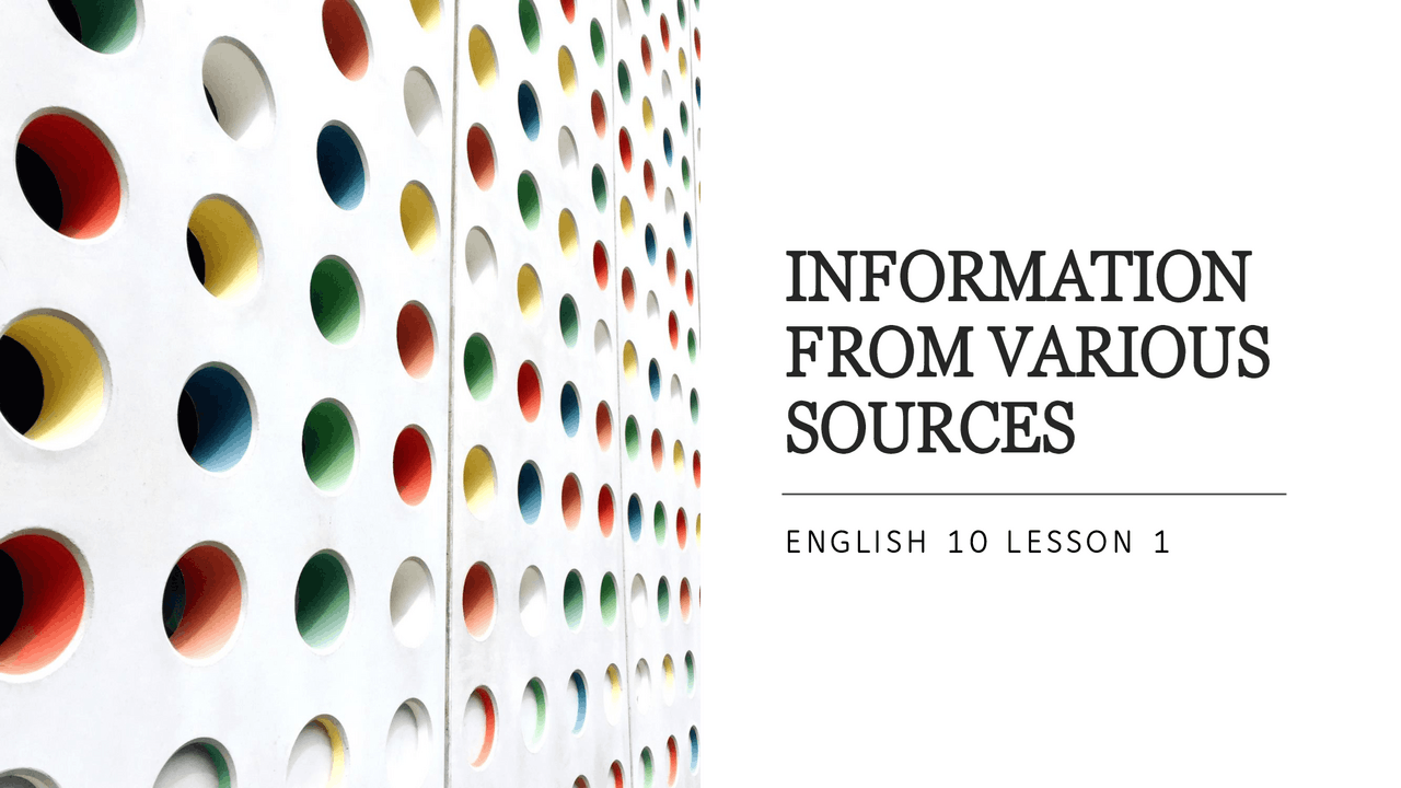 English 10 Lesson 1: Information Literacy and Sources | Study notes ...