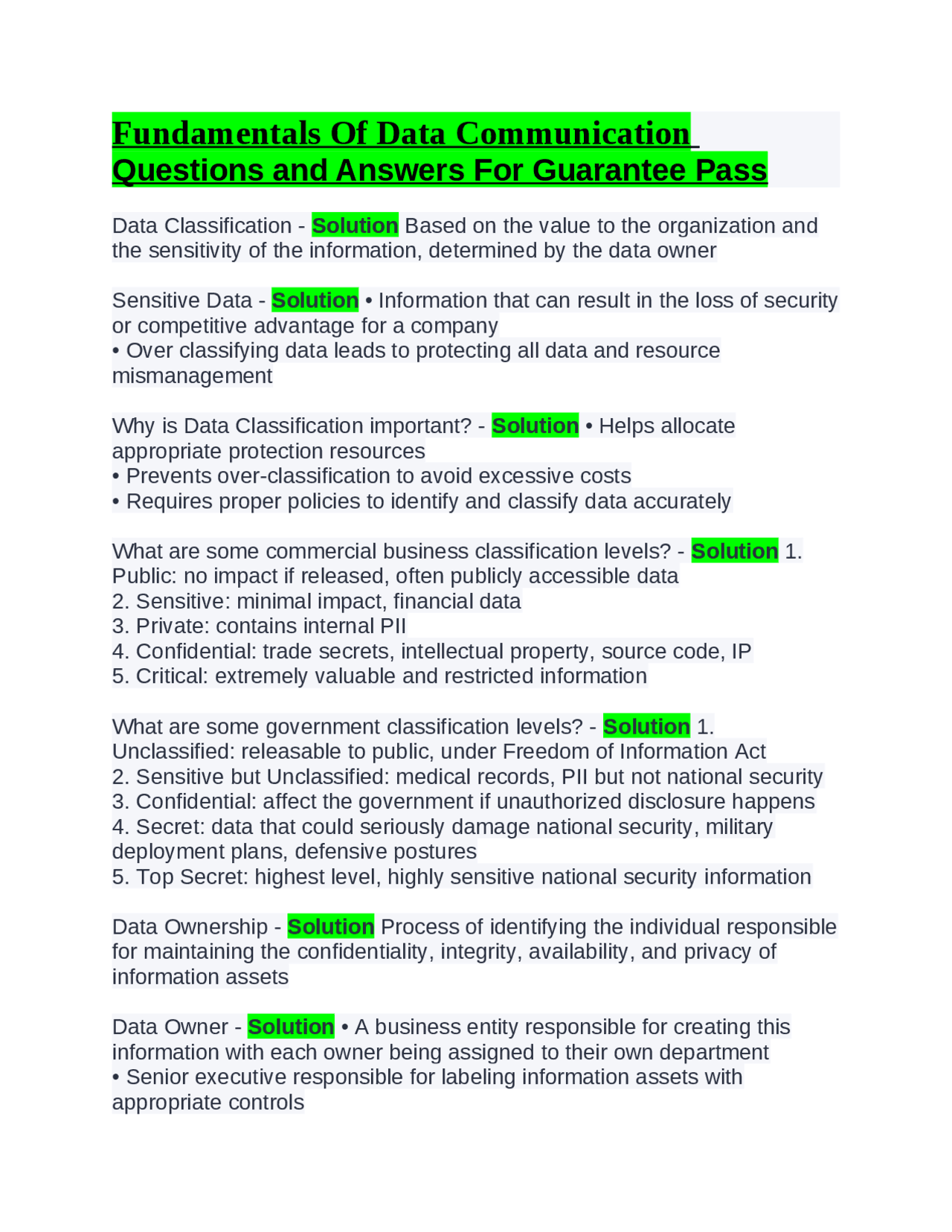 Data Protection and Cryptography Techniques | Exams Data Mining | Docsity