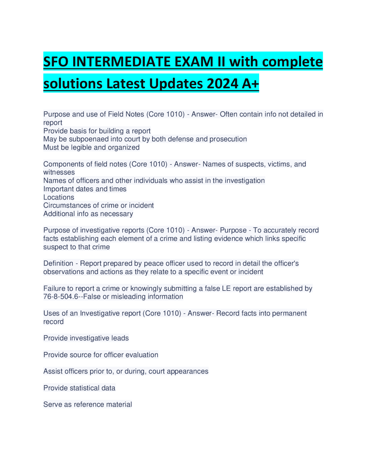 Investigative Report Writing and Communication Protocols | Exams ...
