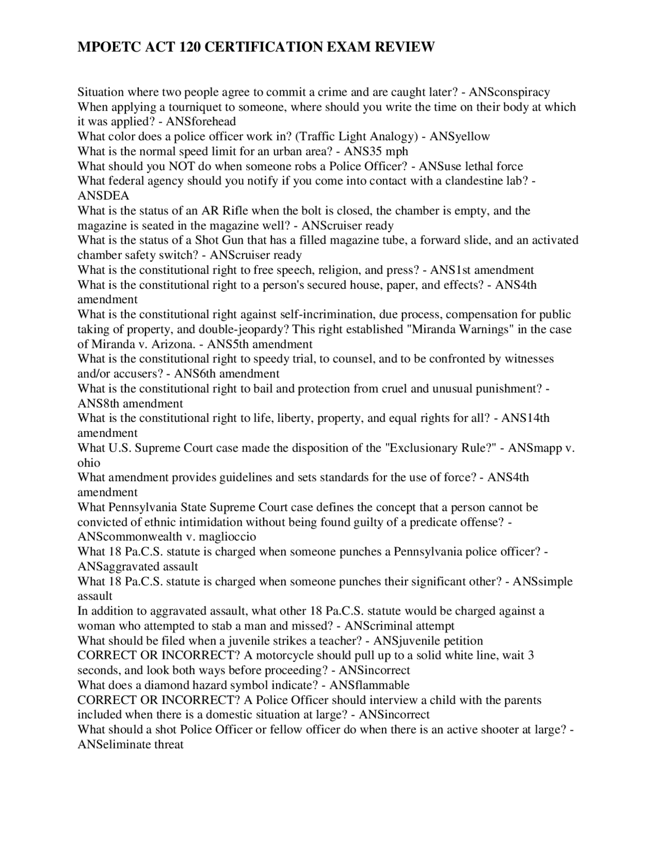 Constitutional Rights and Police Procedures | Exams History | Docsity