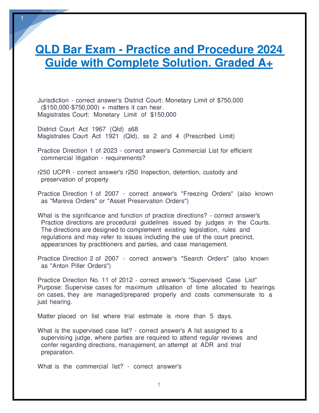 Civil Procedure Rules and Practices in Queensland and Federal Courts ...
