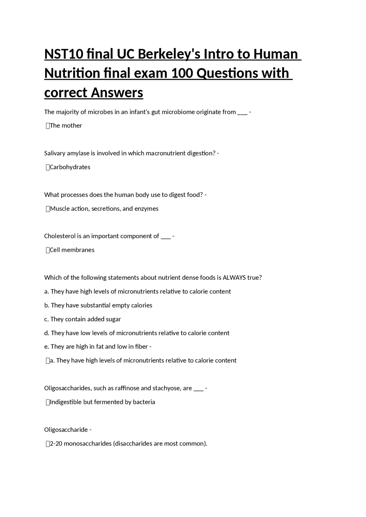 NST10 final UC Berkeley's Intro to Human Nutrition final exam 100 ...
