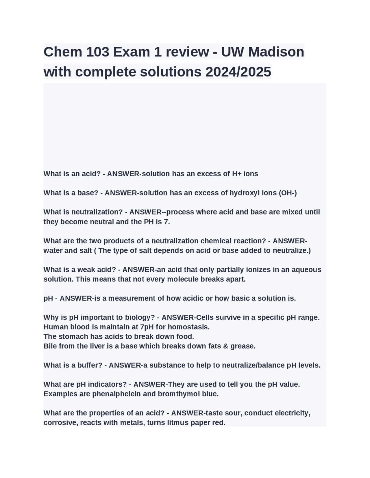 Chem 103 Exam 1 review - UW Madison with complete solutions 2024_2025 ...