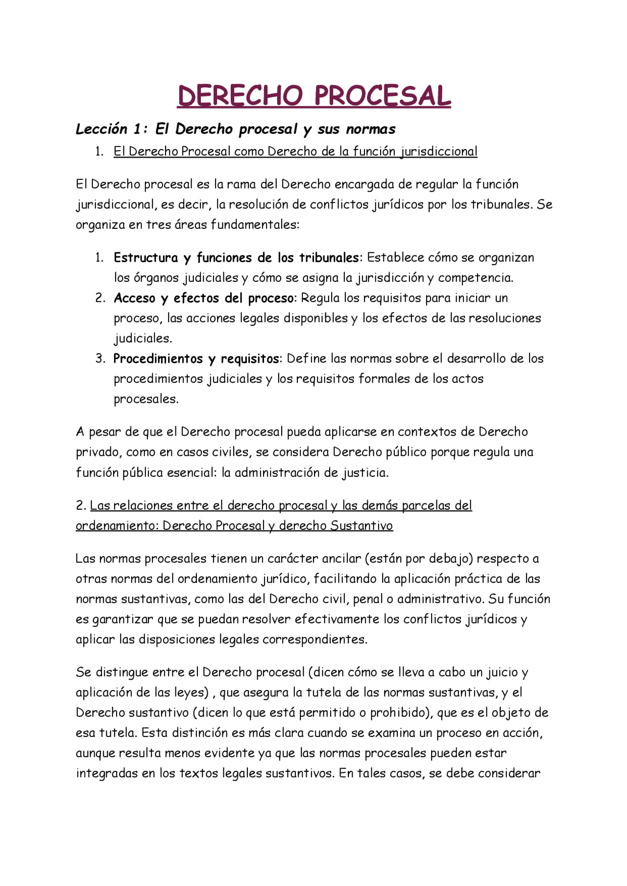 Derecho procesal. Solo losnprimeros completos, resumidosSacados del manual de DERECHO PRO ...