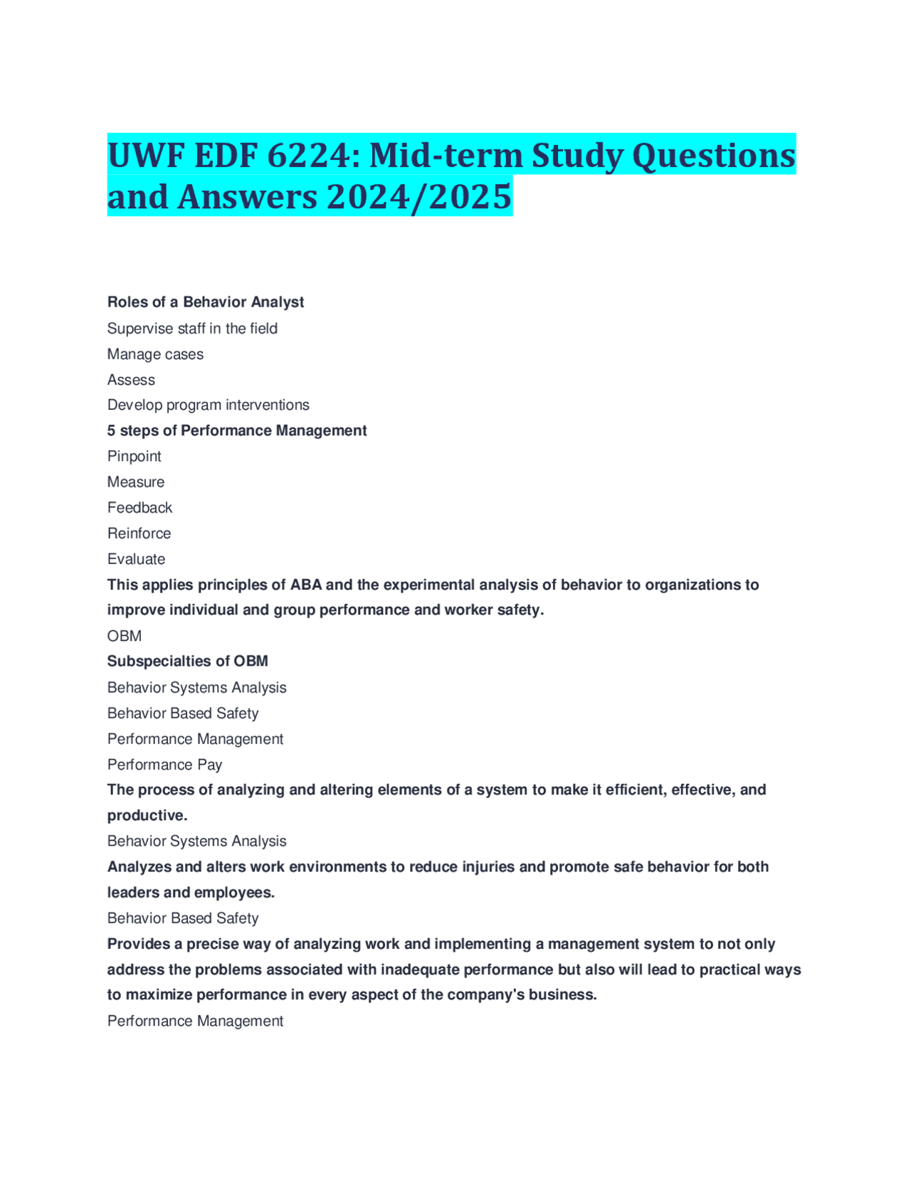 Organizational Behavior Management: Roles and Strategies for Behavior ...