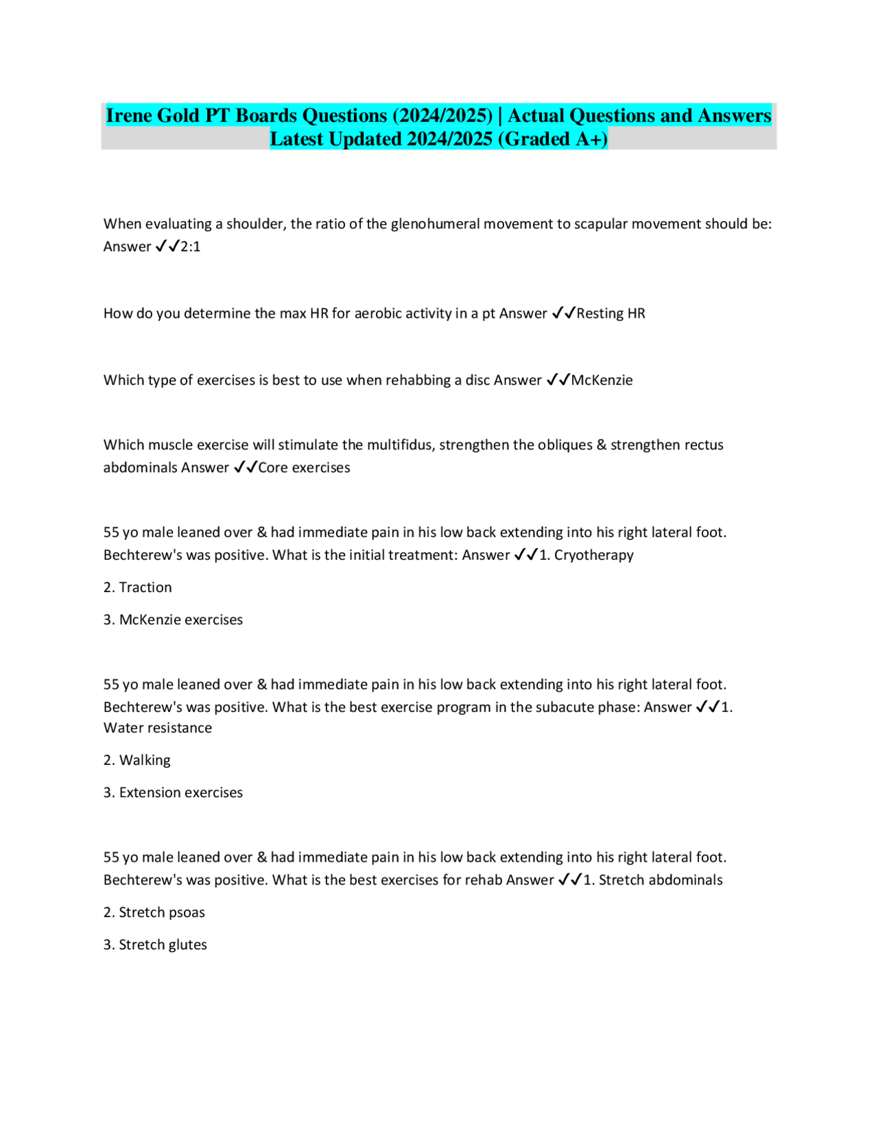 Comprehensive Rehabilitation Exercises and Modalities | Exams ...