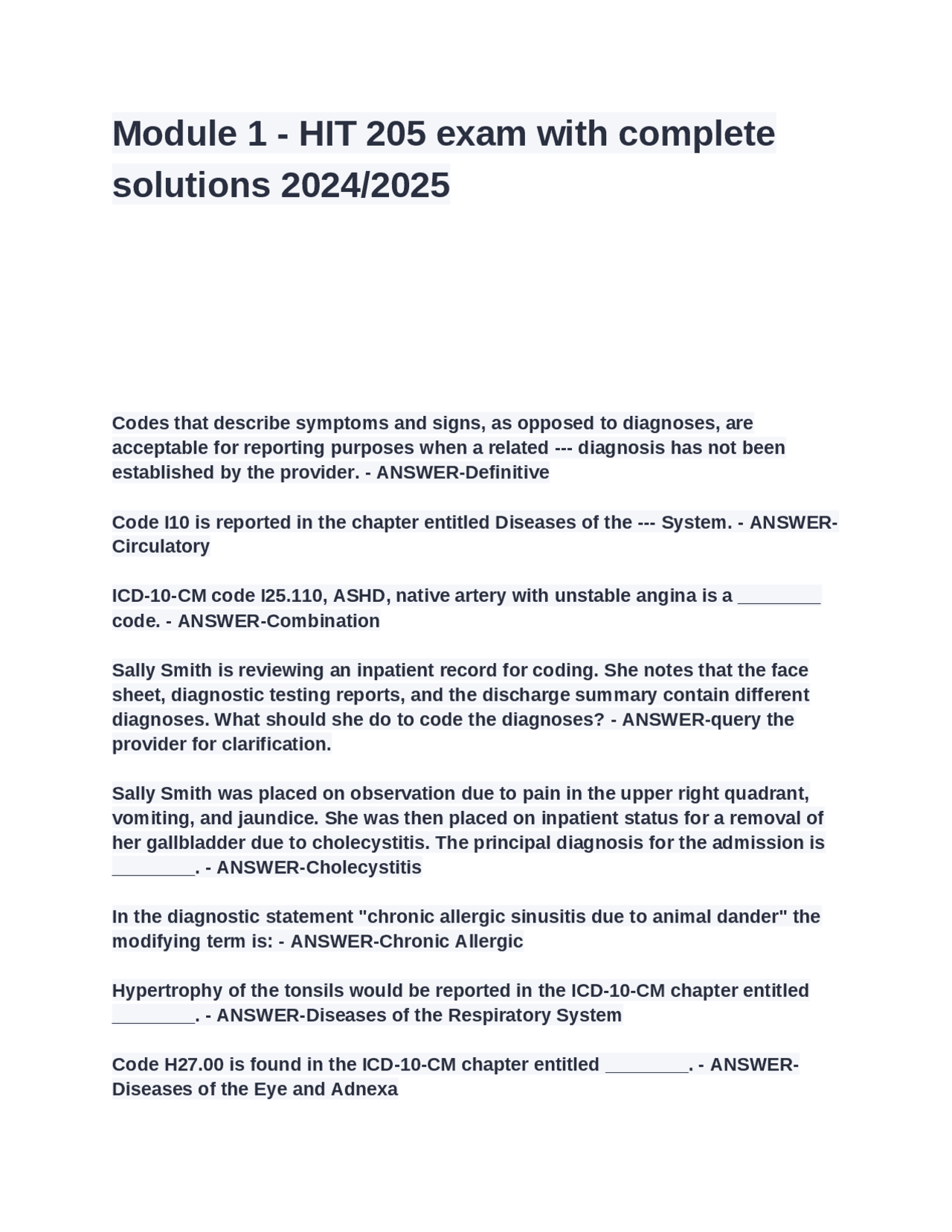 Module 1 - HIT 205 exam with complete solutions 2024_2025.docx | Exams ...